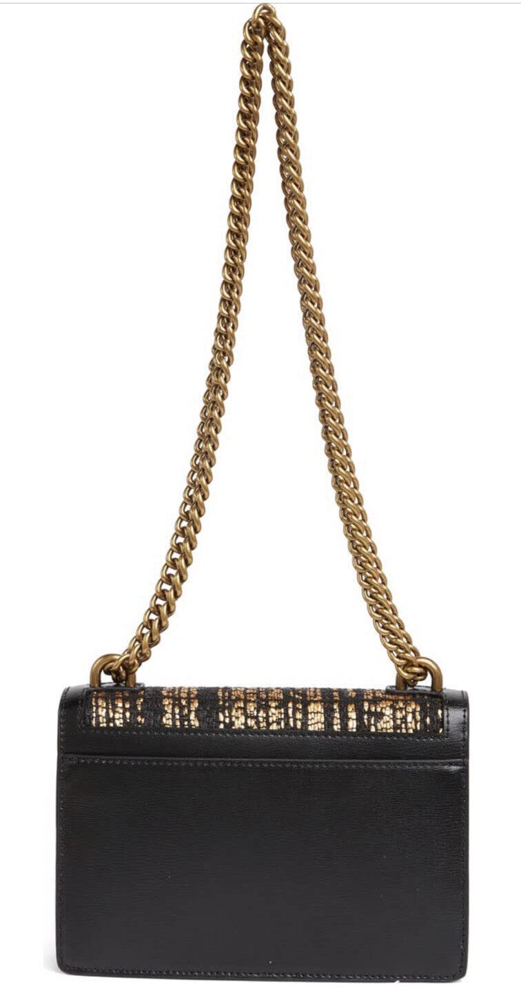 Kurt Geiger Women’s Shoreditch Gold Weave Black Leather Chain Strap Small Crossbody Bag