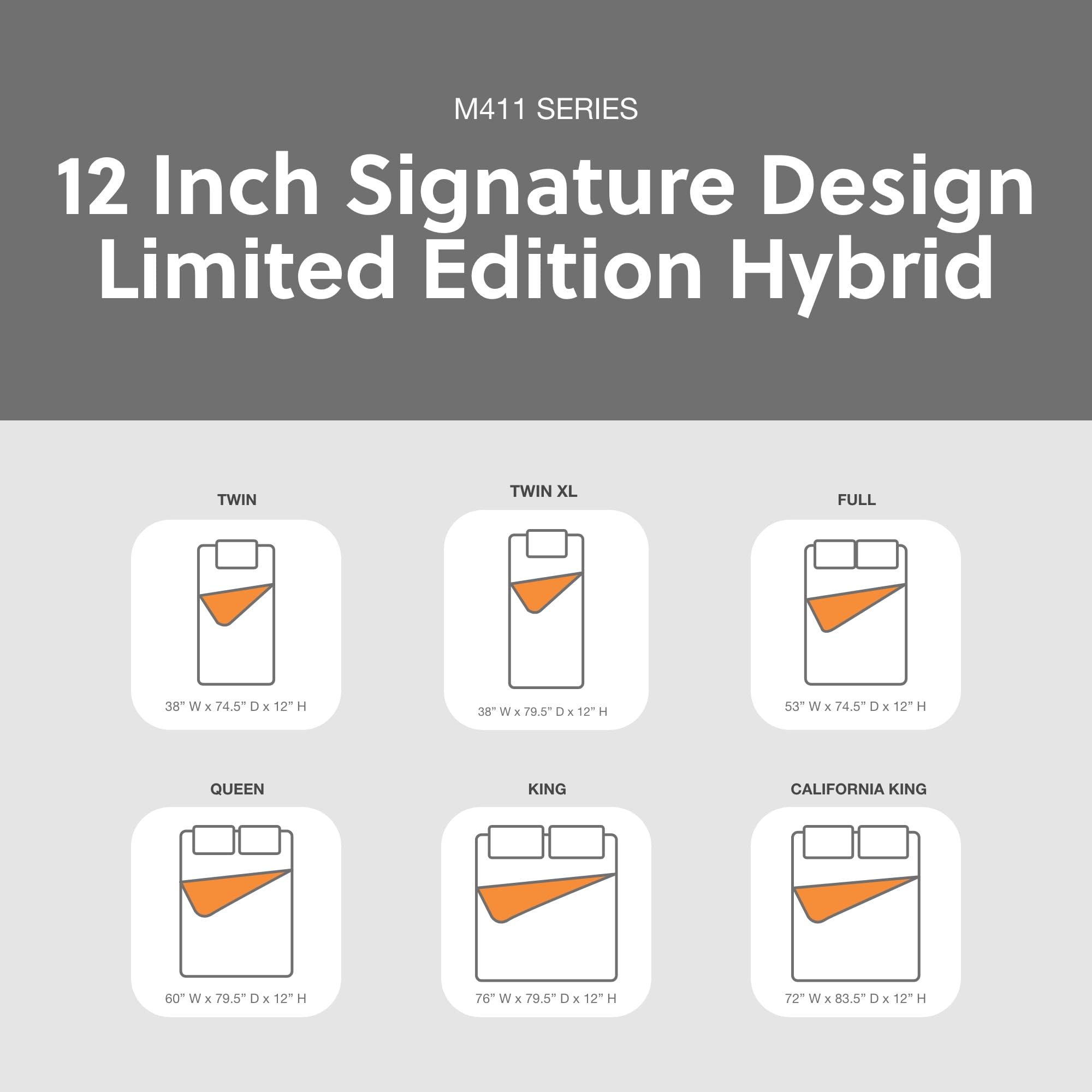 Signature Design by Ashley Limited Edition Plush 12 Inch Hybrid Mattress with Gel Memory Foam and Edge Support for Cool Sleep and Pressure Relief, Queen