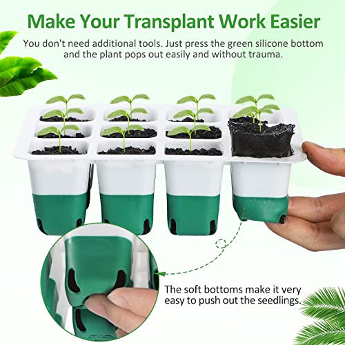 Rarello 3 Packs Seed Starter Tray with Grow Light,Reusable Pop-Out Seed Starter Kit,36 Cells Seedling Starter Trays with Humidity Domes,Indoor Gardening Plant Germination Trays for Seeds Starting