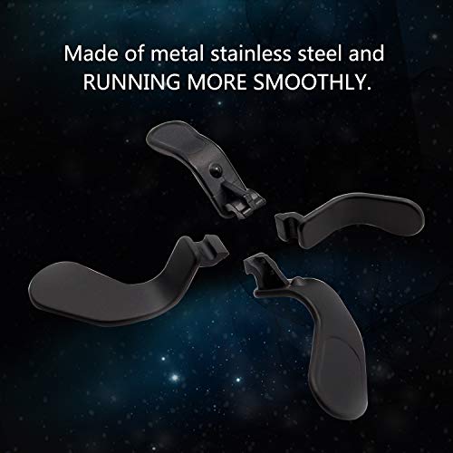 EASEGMER 4 pcs Metal Stainless Steel Paddles Hair Trigger Locks Replacement Parts Video Games Accessories Kits for Xbox One Elite, Elite Series 2 Controller (Black)
