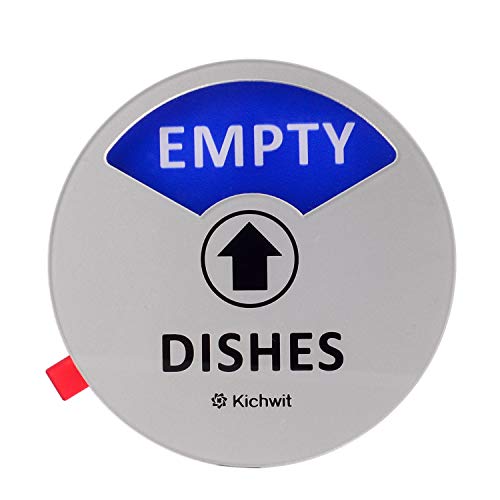Kichwit Clean Dirty Dishwasher Magnet with The 3rd Option “Empty”, Non-Scratch Strong Magnet Backing & Residue Free Adhesive, 3.5” Diameter, Silver