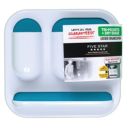 Five Star Locker Accessories, Magnetic Tri-Pocket Storage with Dry Erase Surface, Color Selected For You (81136)