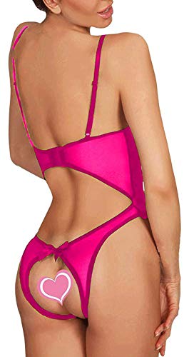 Women Sexy Teddy Lingerie One Piece Lace Babydoll Bodysuit Nightie Plus Size S-3XL (Medium, Rose Red)