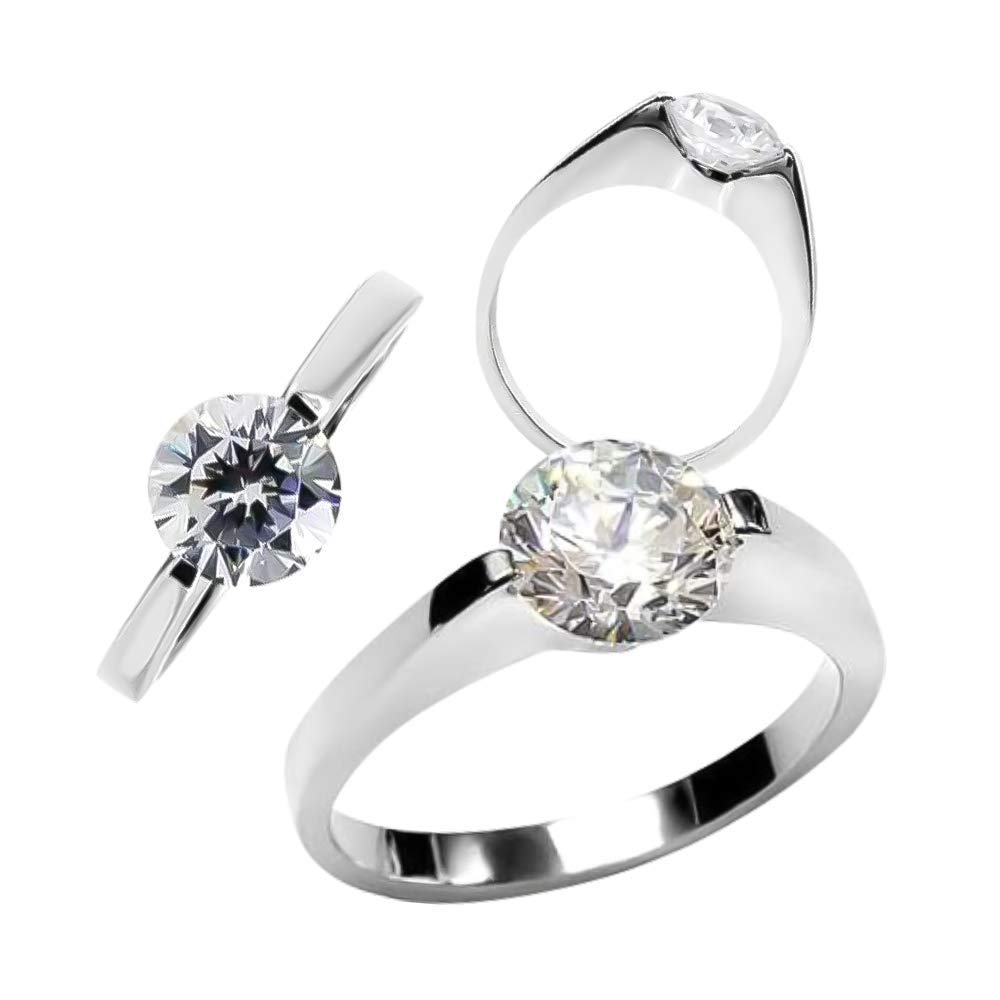 Eternal Sparkles Women’s CZ Cubic Zirconia Sustainable Solitaire Bridal Engagement Ring in Hypoallergenic Stainless Steel for Wedding Proposals and Anniversaries