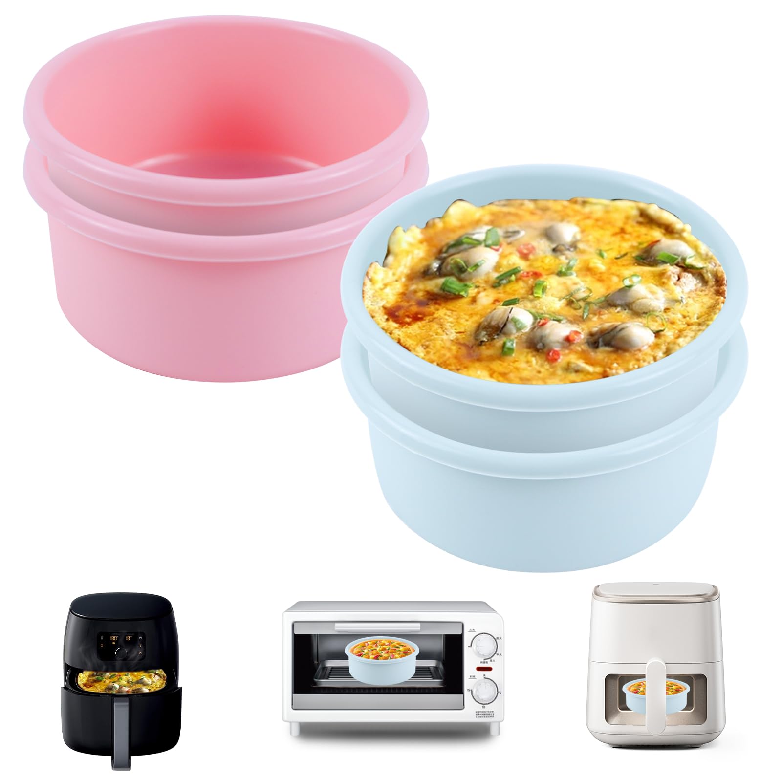 Silicone Air Fryer Egg Mold, 4Pack Reusable Nonstick Egg Bite Molds, Microwave Egg Cooker, Silicone Egg Bite Maker Pan, Poached Egg Cups, Dishwasher Safe, Air Fryer Accessories
