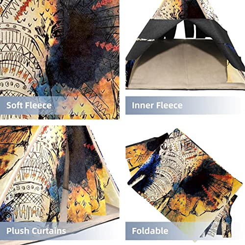 RATGDN Small Pet Hideout Drawing Elephant Colorful Color Hamster House Guinea Pig Playhouse for Dwarf Rabbits Hedgehogs Chinchillas