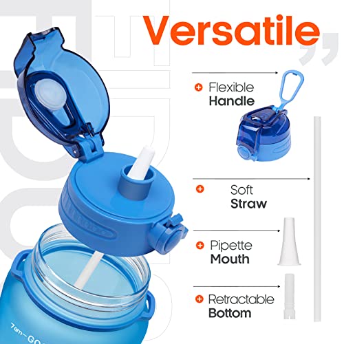 Fidus Large 1 Gallon Motivational Water Bottle with Paracord Handle & Removable Straw - BPA Free - Blue/Purple Gradient