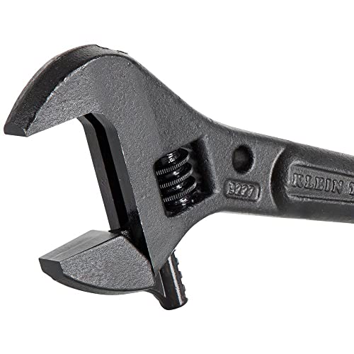 Klein Tools 3227 Extra Wide Adjustable Wrench, Construction Spud Wrench for Up to 1-7/16-Inch Nuts and Bolts, 10-Inch, with Tether Hole
