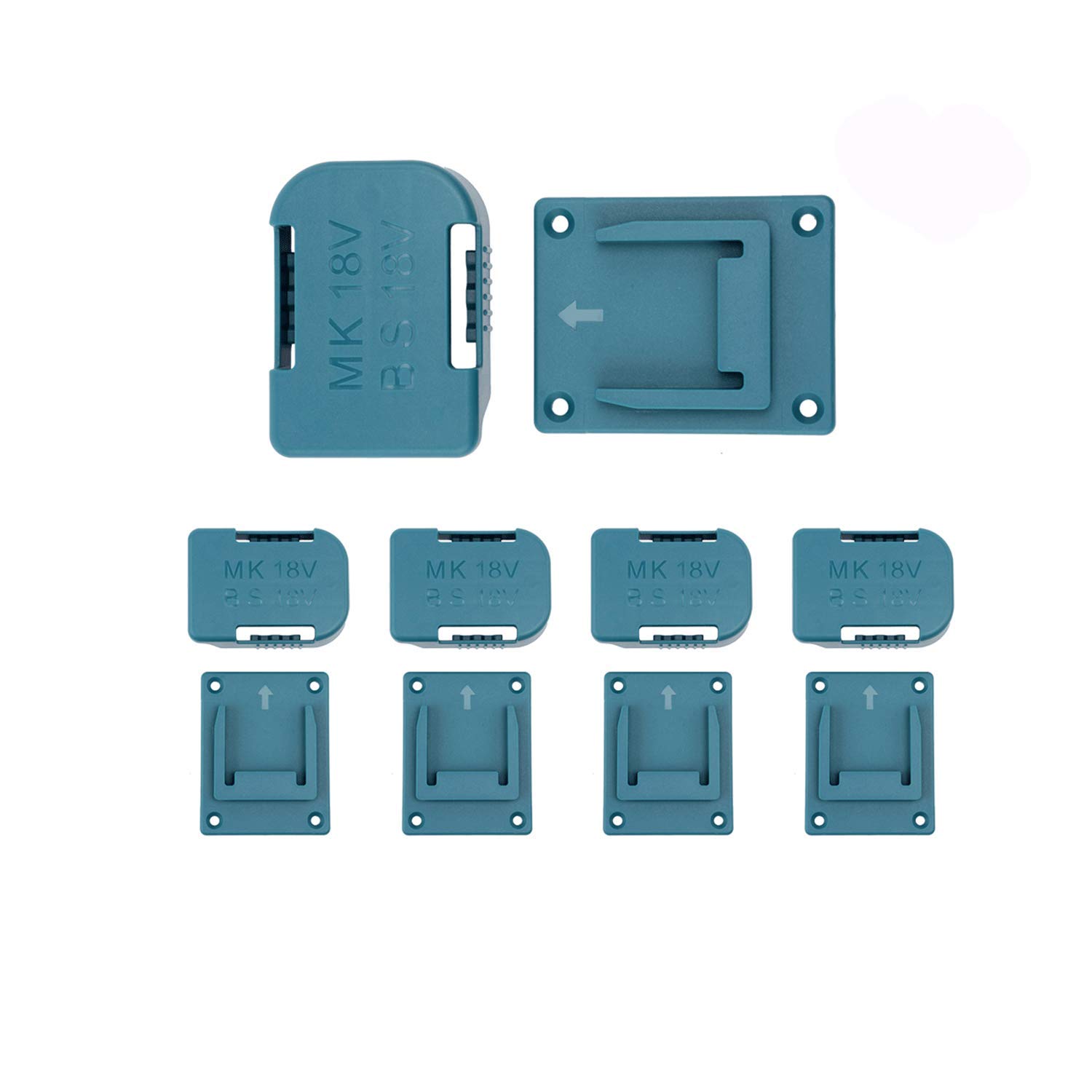 Ecarke 10 pcs ABS Battery Mounts for Makida&Bosch 14.4/18V Battery and Machine Storage Holder Shelf Rack Stand Slots Battery(Blue)