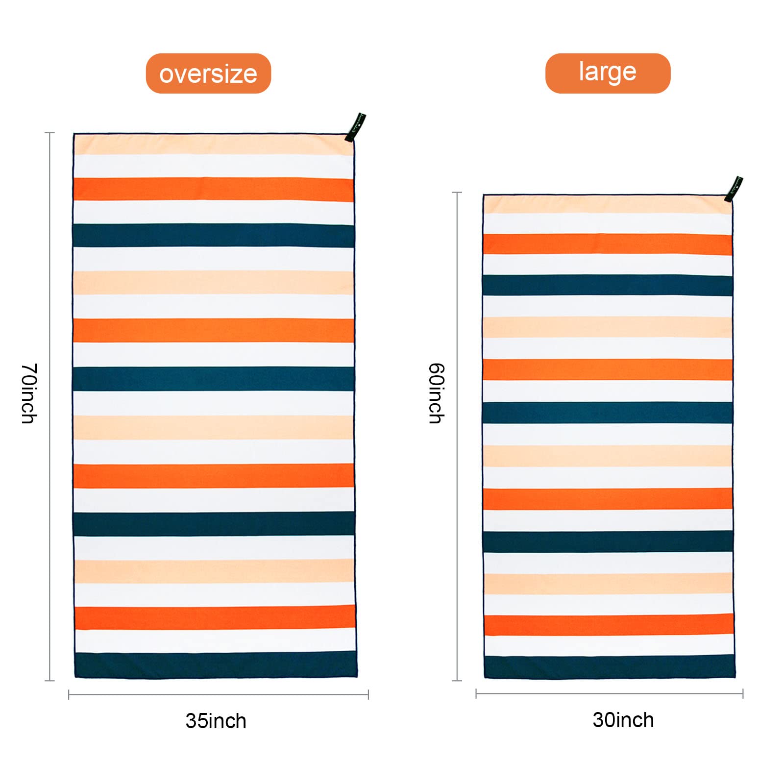 Exclusivo Mezcla 4 Pack Oversized Microfiber Quick Dry Beach Towels for Adults, Lightweight Sand Free Cabana Stripe Pool Travel Camping Towel with Bag (Multi, 35"X70")