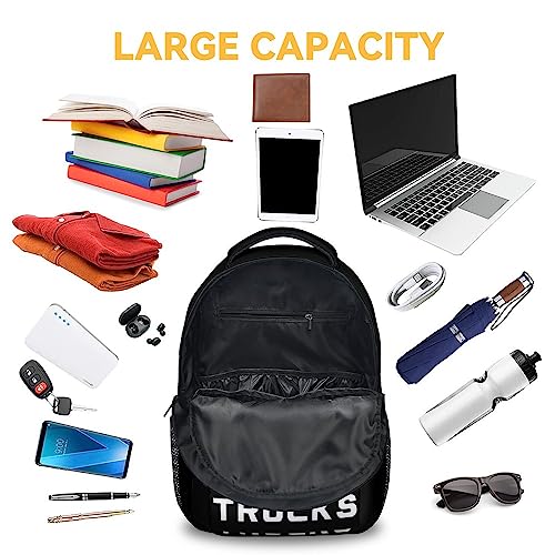 Mercuryelf Just a Boy Who Loves Garbage Trucks Backpack for Student, 16 Inch Black Backpacks for School, Cool Lightweight Bookbag for Kids