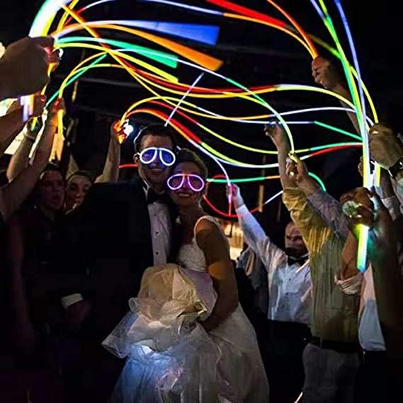 Glow Fever Glowsticks Bulk - 22β Glow Necklaces and Bracelets Party Pack Neon Light Sticks with Connectors - DIY Glowsticks for Concert, Wedding, & Birthday by Party Dragon - Pink, 100 ct