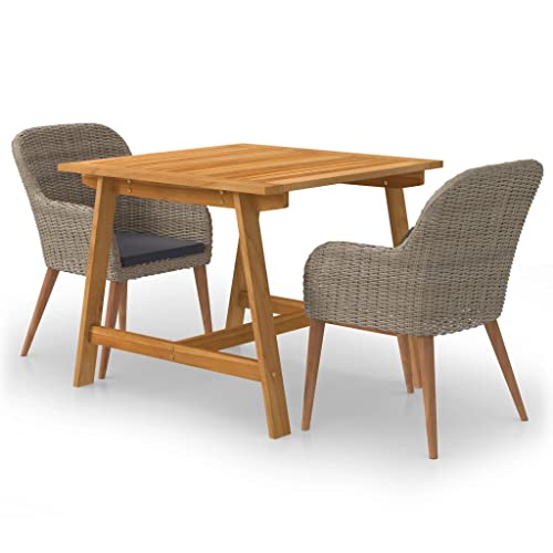 YUHI-HQYD 3 Piece Patio Dining Set,Afternoon Tea Suit,Conversation Furniture,Balcony Bar,Perfect for Patio, Garden, Porch,Family Room,Sitting Area, Brown