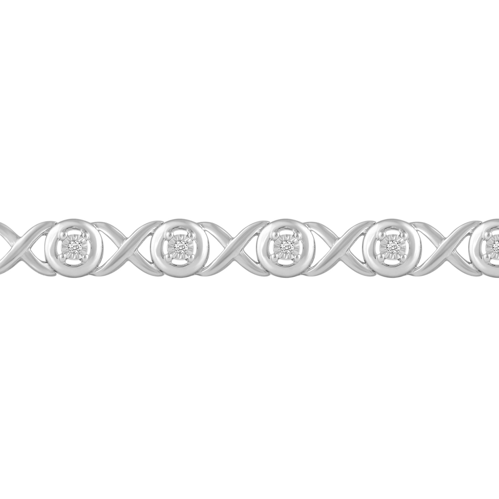 Fifth and Fine 1/6 Carat tw Natural Diamond XO Tennis Bracelet in 925 Sterling Silver
