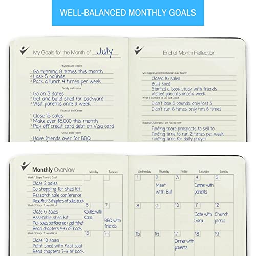Goal Crazy Undated Planner - 90 Day Guided Journal, 2023 2024 Weekly Organization, Productivity Habit Tracker, Inspirational, Life Setting, Rose Gold, Pink Leather, Almond Pages