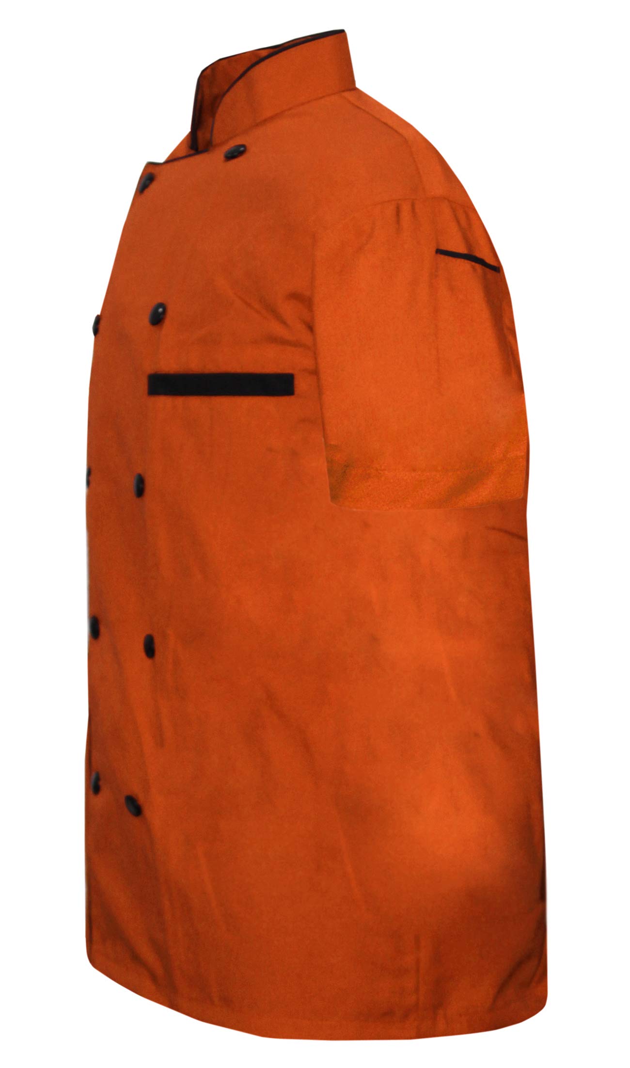 INFOHANDMADE Modeling Men Chef Jacket Half Sleeves in 10 Colours Chef Coat with Cap Orange (Medium)