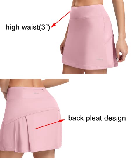 Gladtry Women's Tennis Skirts Golf Skirt with Pockets, High Waisted Pleated Athletic Skirts for Workout Active Sports (Light Pink, M)