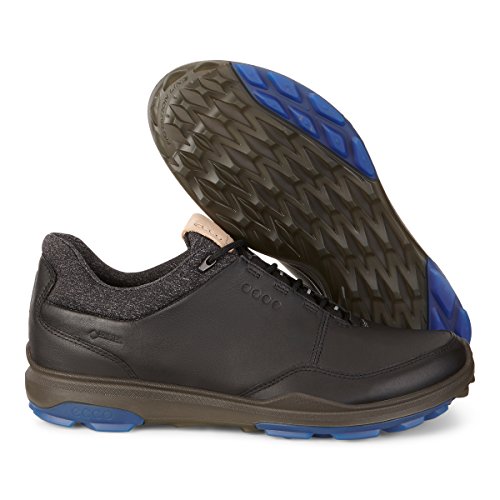 ECCO Men's Biom Hybrid 3 Gore-Tex Golf Shoe, Black/Bermuda Blue Yak Leather, 9-9.5