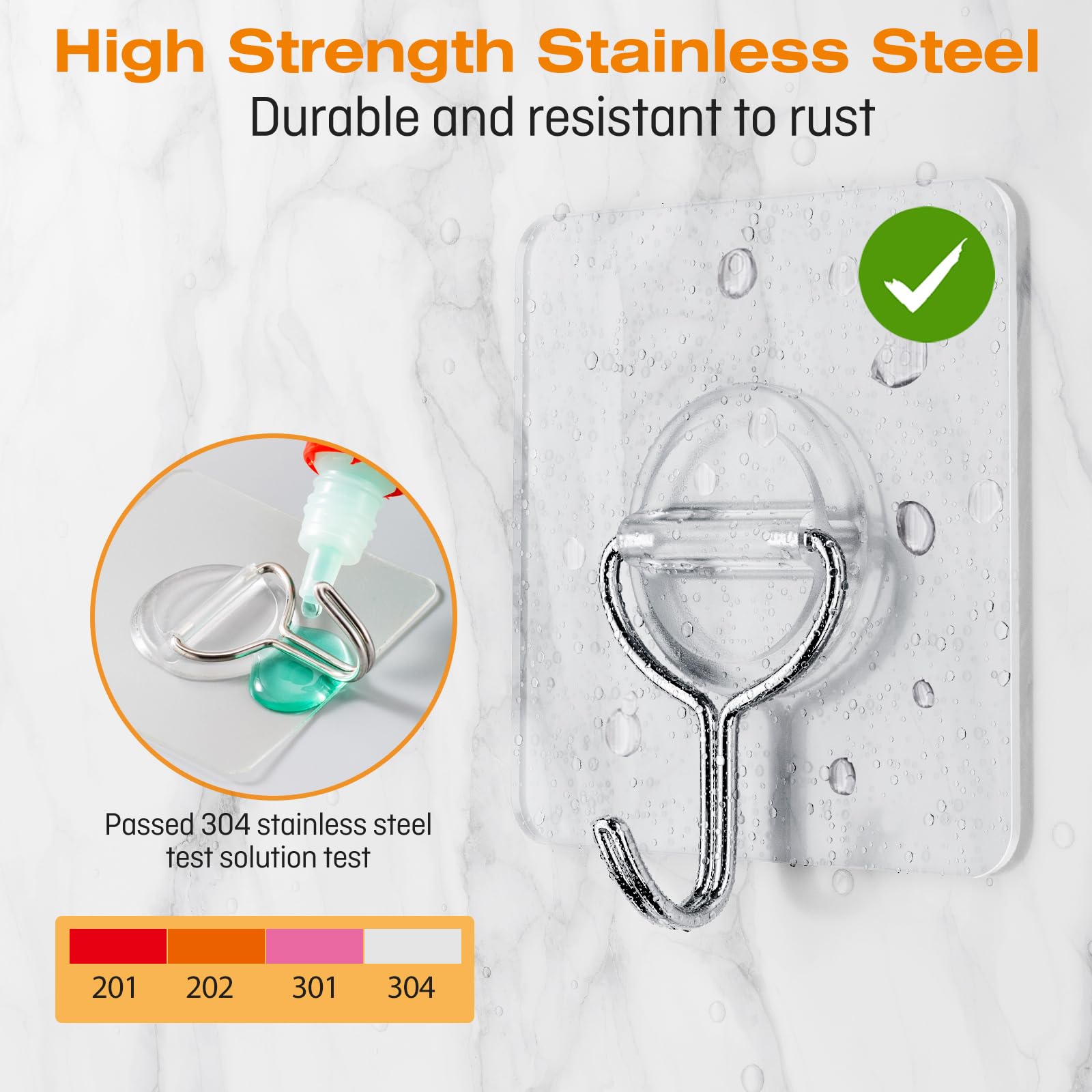YSJNUS Adhesive Hooks Wall Hooks for Hanging Heavy Duty 22lb(Max), Waterproof and Rustproof Transparent Self Adhesive Hooks for Bathroom Kitchen Outdoor and Home Improvement -20 Pack