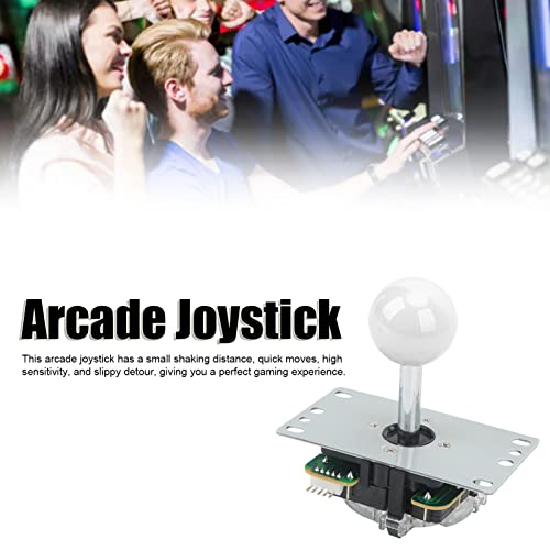 Kadimendium Arcade Joystick, ABS Metal Small Shaking Distance Light Resilience Quadrate Retaining Ring Arcade Game Fighting Stick for Game Room(White)