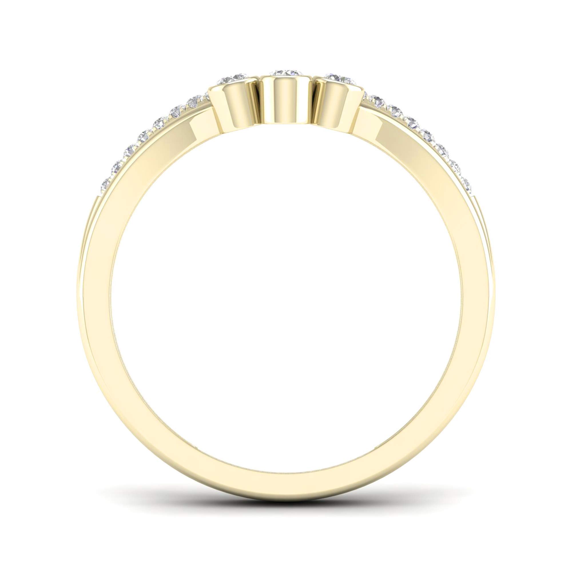 DZON 10K Yellow Gold 1/10CT TDW Diamond Crown Ring Love Gift for Women(I-J,I2)
