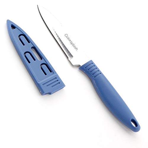 kitchen Paring Knives Knife Sets With Safety Sheath Cover, Set of 4, Red, Yellow, Blue & Green Knife