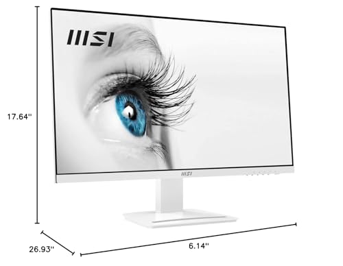 MSI Pro MP273W, 27", 1920 x 1080 (FHD), IPS, 75Hz, TUV Certified Eyesight Protection, 5ms, HDMI, 1 (v1.2a), Tilt