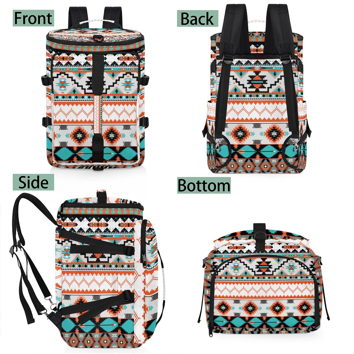Ethnic Aztec Geometric Gym Duffle Bag Backpack Waterproof with Shoes Compartment Travel Sling Bag Casual Daypack for Men and Women Shoulder Weekender Overnight Bag