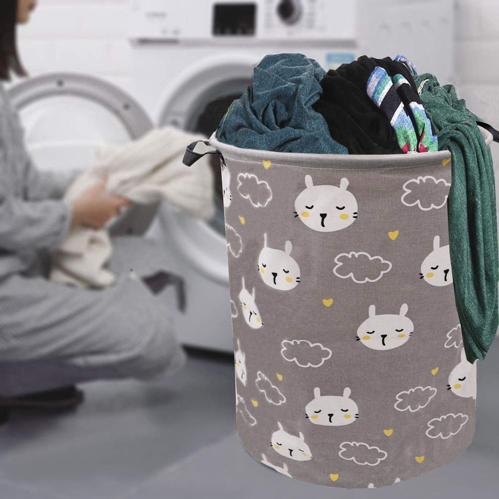 Extra Large Laundry Hamper 19.7x15.7 Inch, ZUEXT Canvas Fabric Collapsible Waterproof Clothes Organizer Basket for Laundry Hamper,Toy Bins,Gift Baskets, Bedroom, Clothes,Baby Nursery (Lotus)