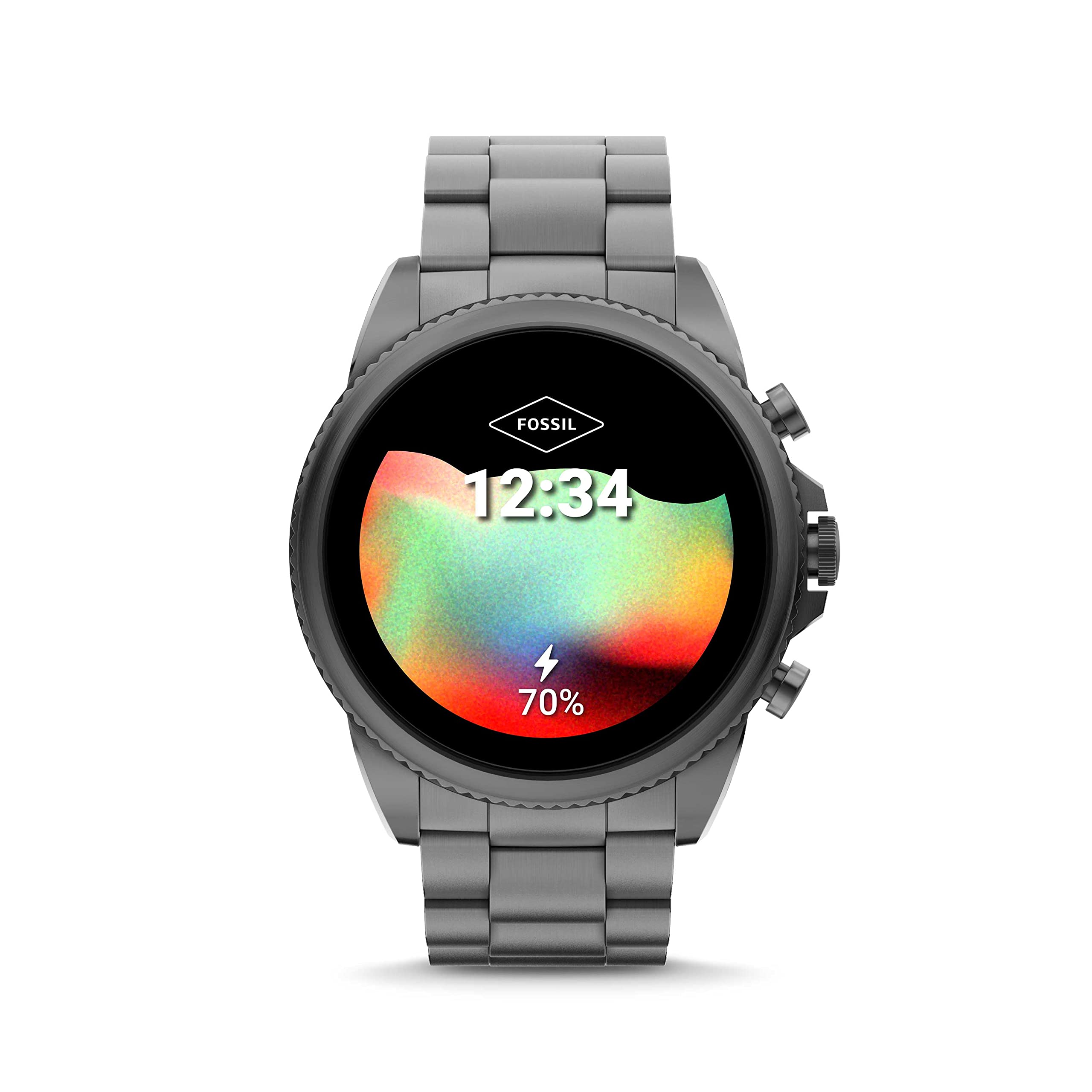 Fossil Men's Gen 6 44mm Stainless Steel Touchscreen Smart Watch, Color: Smoke (Model: FTW4059V) (Renewed)