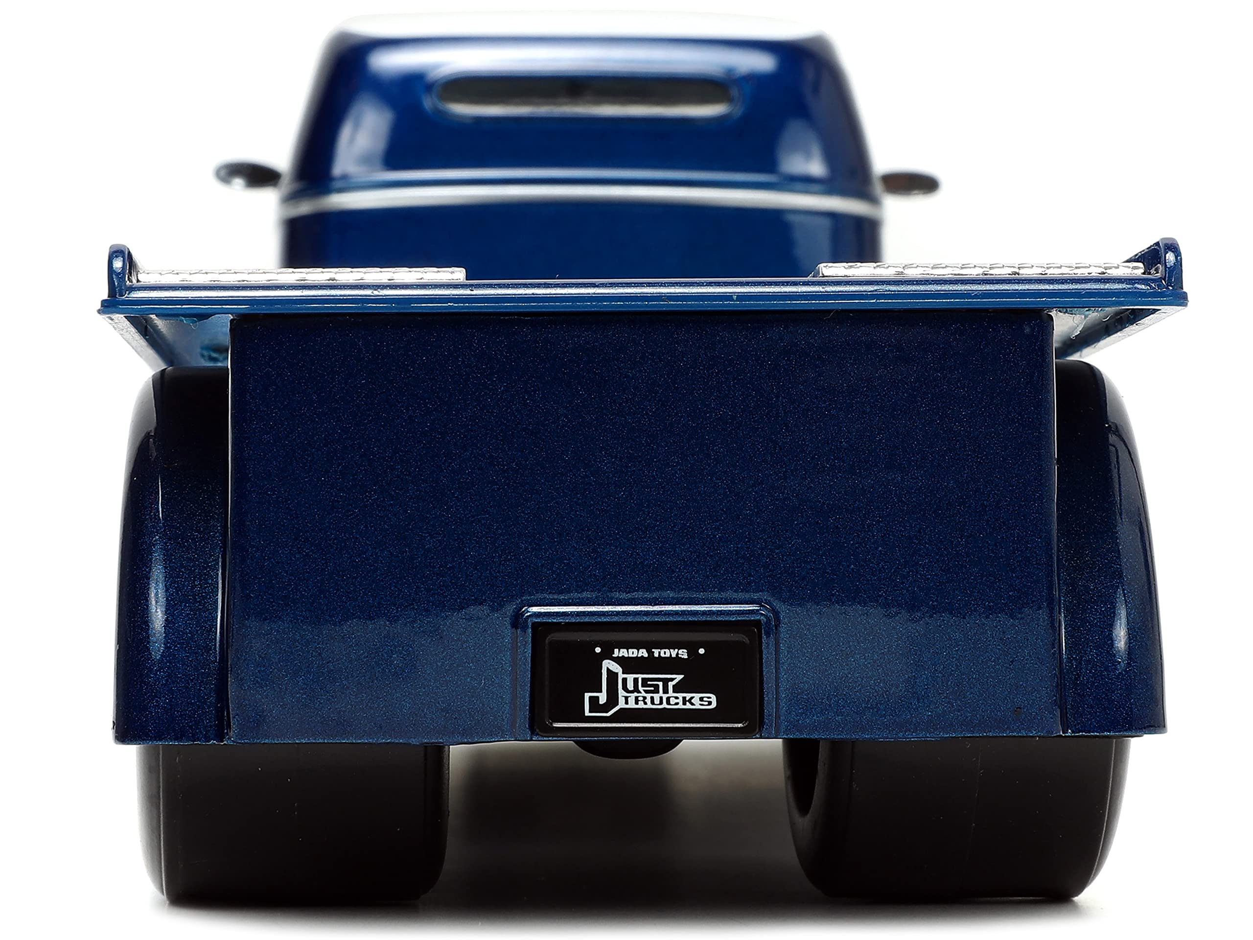 Jada Toys Just Trucks 1:24 1947 Ford COE Flatbed Die-cast Car Dark Blue/White with Tire Rack, Toys for Kids and Adults