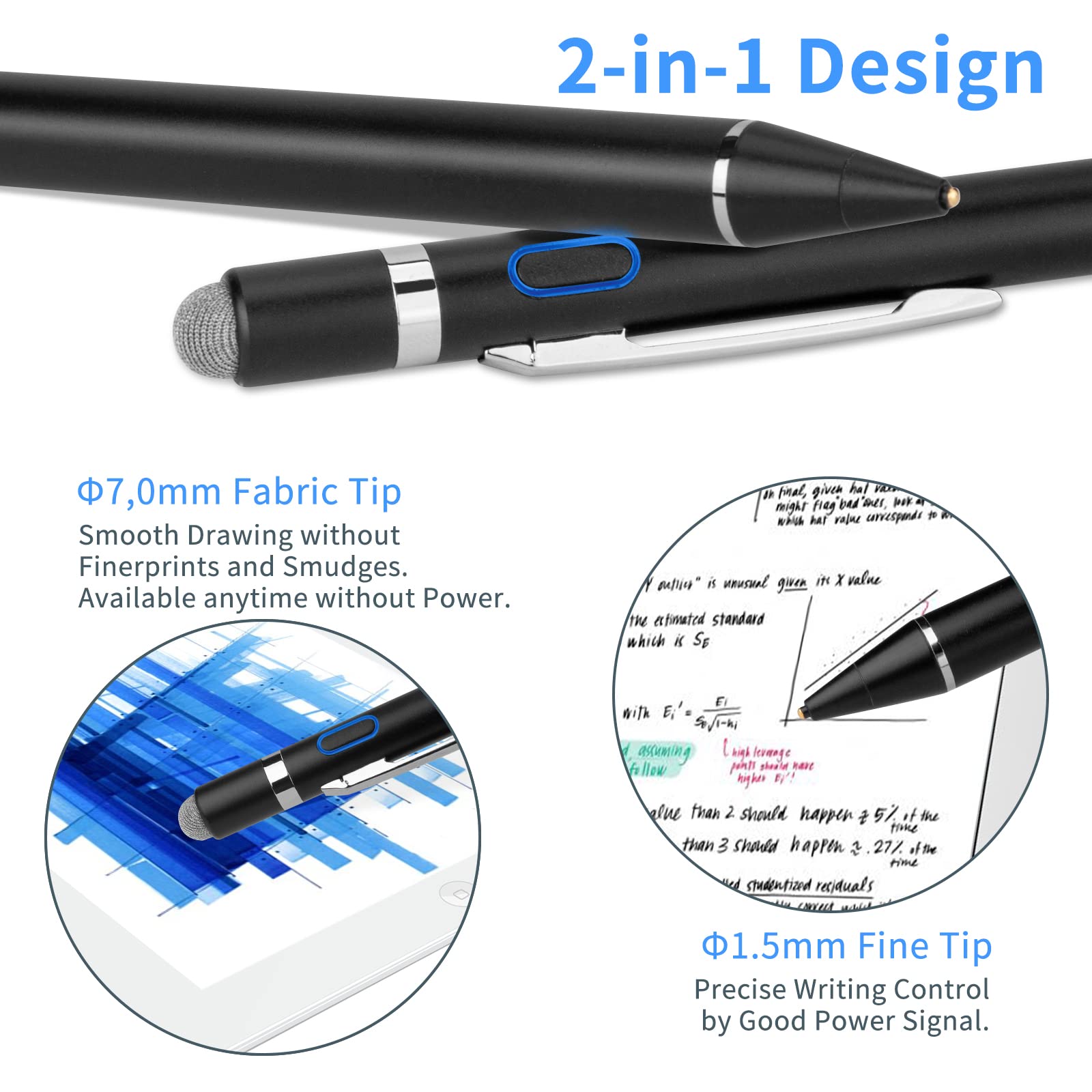Stylus for 2021 iPhone 13 Pro Max Pencil, EVACH Digital Pencil with 1.5mm Ultra Fine Tip Stylus Pen for 2021 iPhone 13 Pro Max, Black