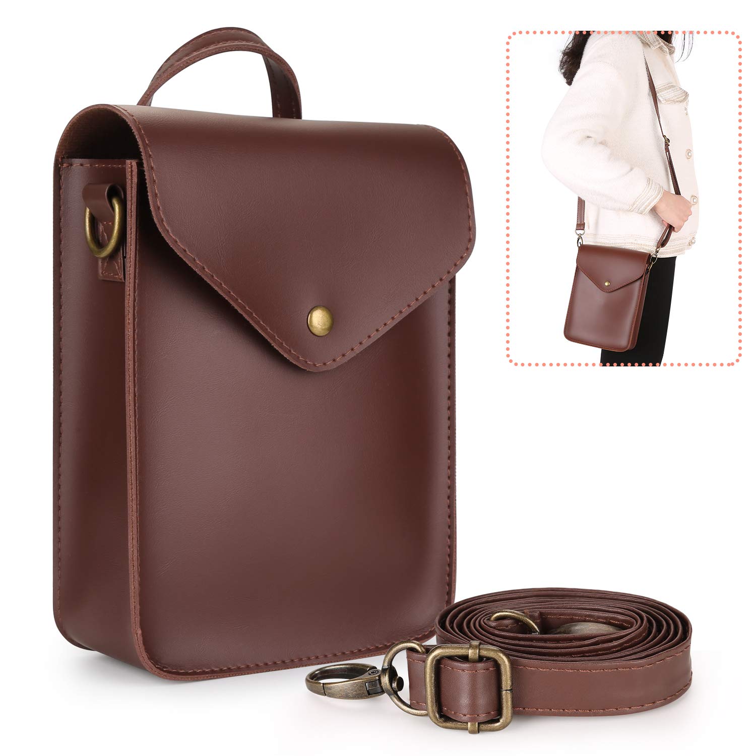 FIXM Kalimba Case, Kalimba Bag with Detachable Strap, PU Leather Multifunctional Thumb Piano Bag with Flannelette Bag