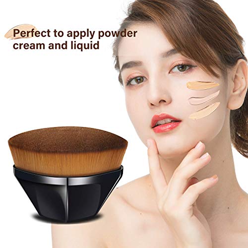 Foundation Makeup Brush Flat Top Kabuki Hexagon Face Blush Liquid Powder Foundation Brush for Blending Liquid, Cream or Flawless Powder Cosmetics (Pink)