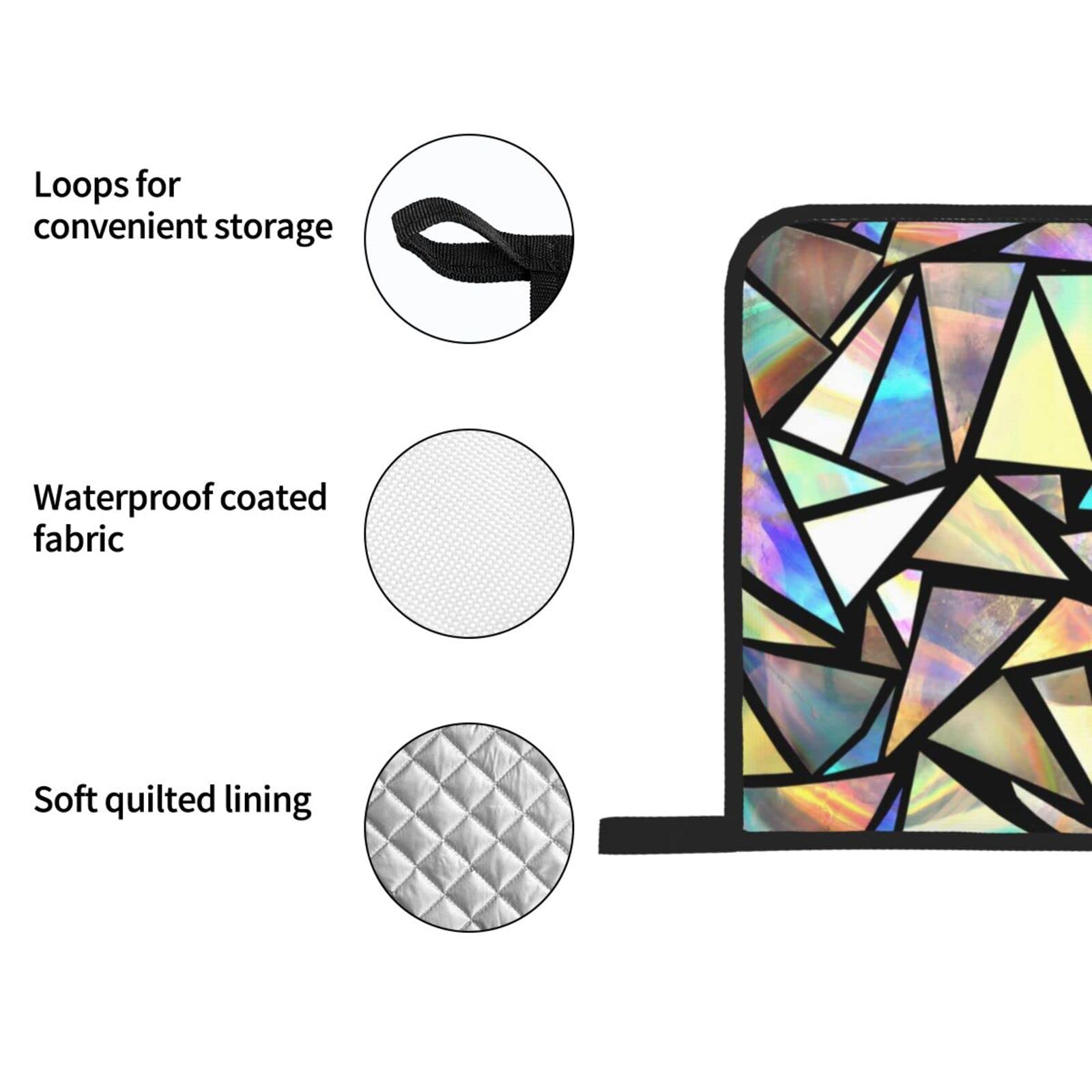 Iridescent Bright Triangles Oven Mitts and Pot Holders Set of 4, Oven Mittens and Potholders Heat Resistant Gloves for Kitchen Cooking Baking Grilling BBQ
