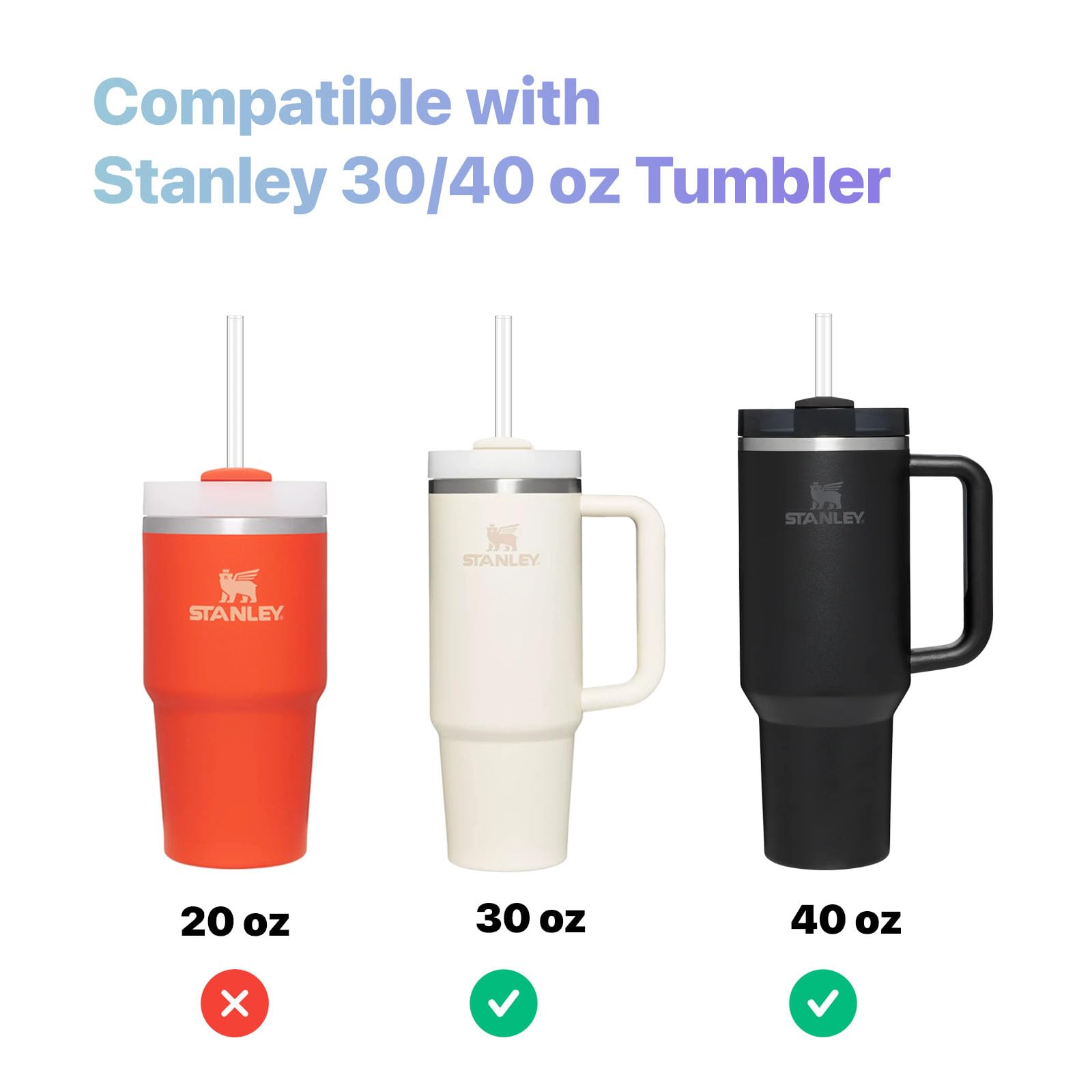 Mt.Jun 6-Pack Replacement Straws for Stanley 30/40 oz Tumbler, Premium Tritan Material, BPA Free & Food Grade, Includes a Cleaning Brush [Safeguarded by Protective Film for Hygiene, Remove Before Use]
