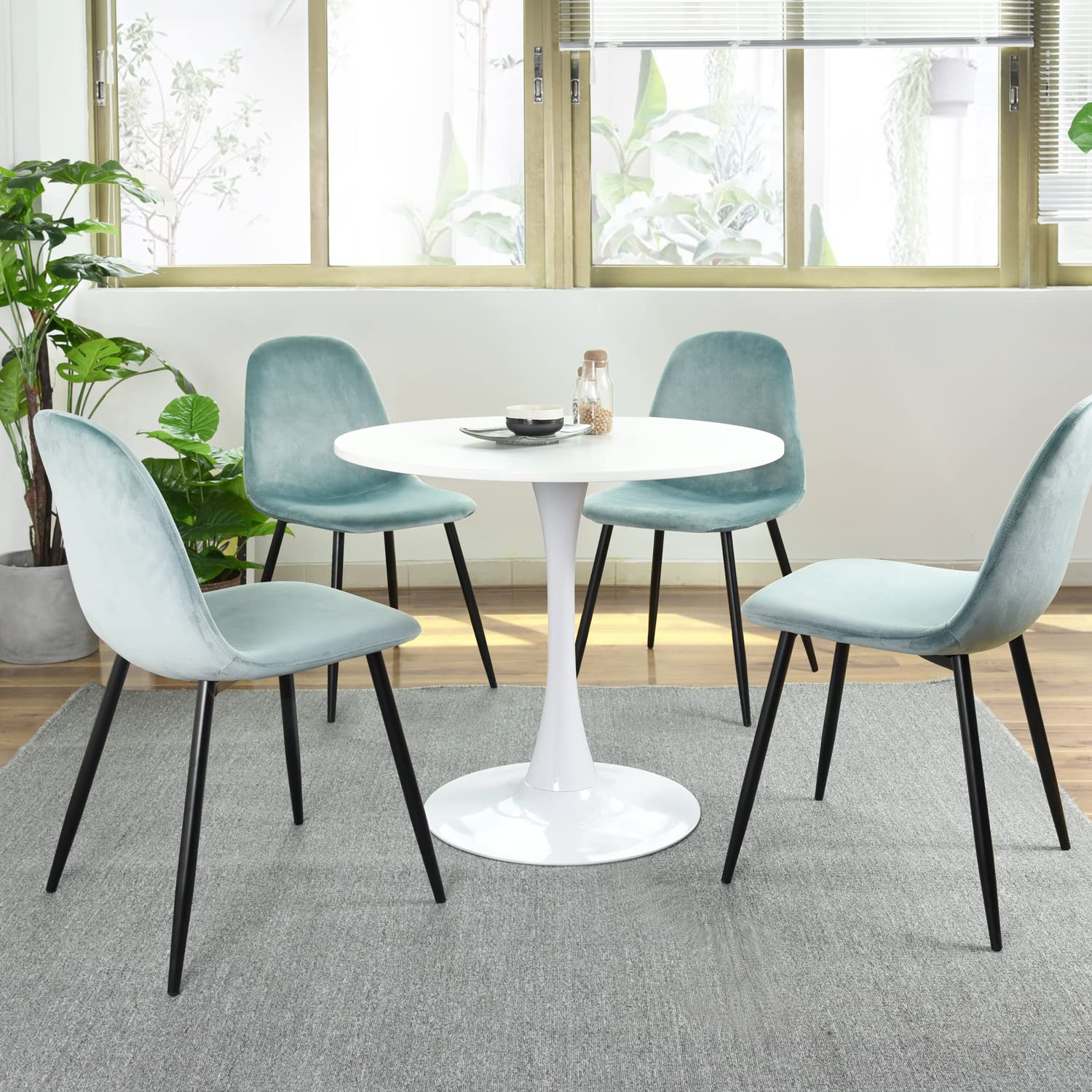 FurnitureR 31.5" Mid-Century Round Dining Table for 2-4 People with Pedestal Base for Home Office Living Room Kitchen Leisure, 31.5 inches, White