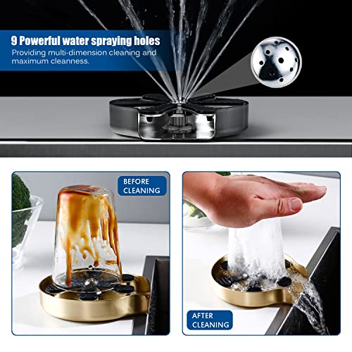 Kitchen Sink Glass Rinser,Faucet Glass Rinser for Kitchen Sinks,stainless steel Bottle Washer,Bar Glass Rinser,Kitchen Sink Accessories,Cup Rinser Bottle Washer (Brushed Gold)