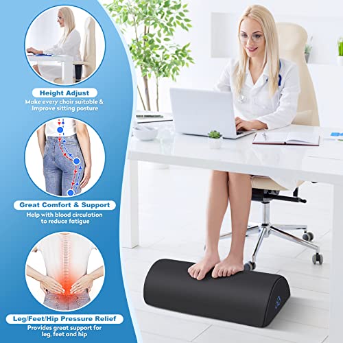 StepLively Foot Rest for Under Desk at Work-Ergonomic Design Foot Stool for Fatigue&Pain Relief with Memory Foam,Non Slip Bead,Washable Cover-Under Desk Footrest for Office,Home,Gaming(Grey)