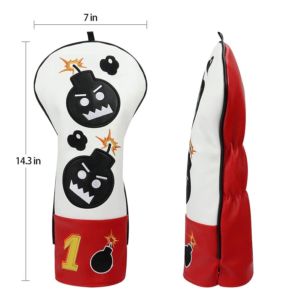 Funny Black Pumpkin Bomb Embroidery White and Red Blade Putter Headcover for Scorry Cameron