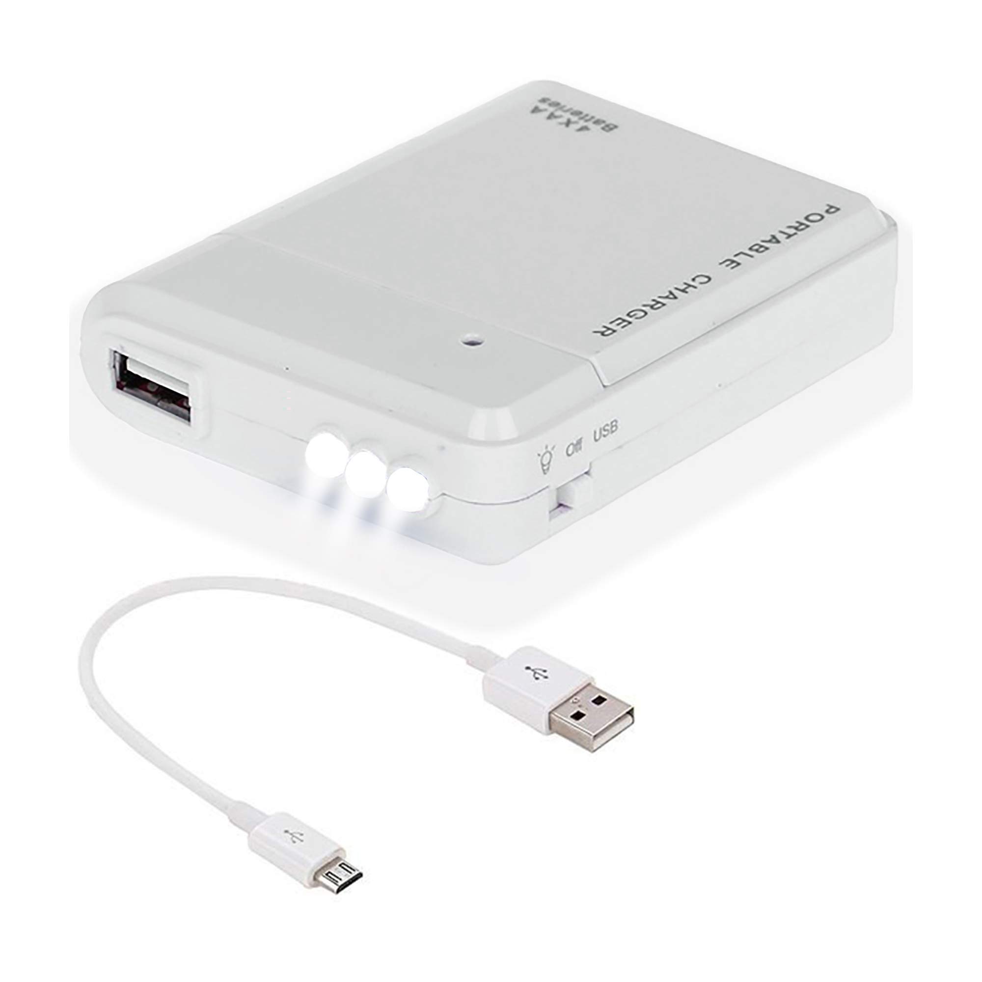 Success4Sport Portable AA Battery Travel Charger Works for Asus ZenPad 10 16GB and Emergency Re-Charger with LED Light! (Takes 4 AA Batteries,USB-C) [White]