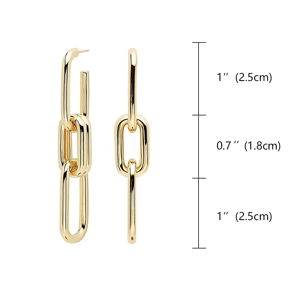 French Link Chain Drop Earrings Minimalist paperclip Chain Dangle Earrings for Women Girls