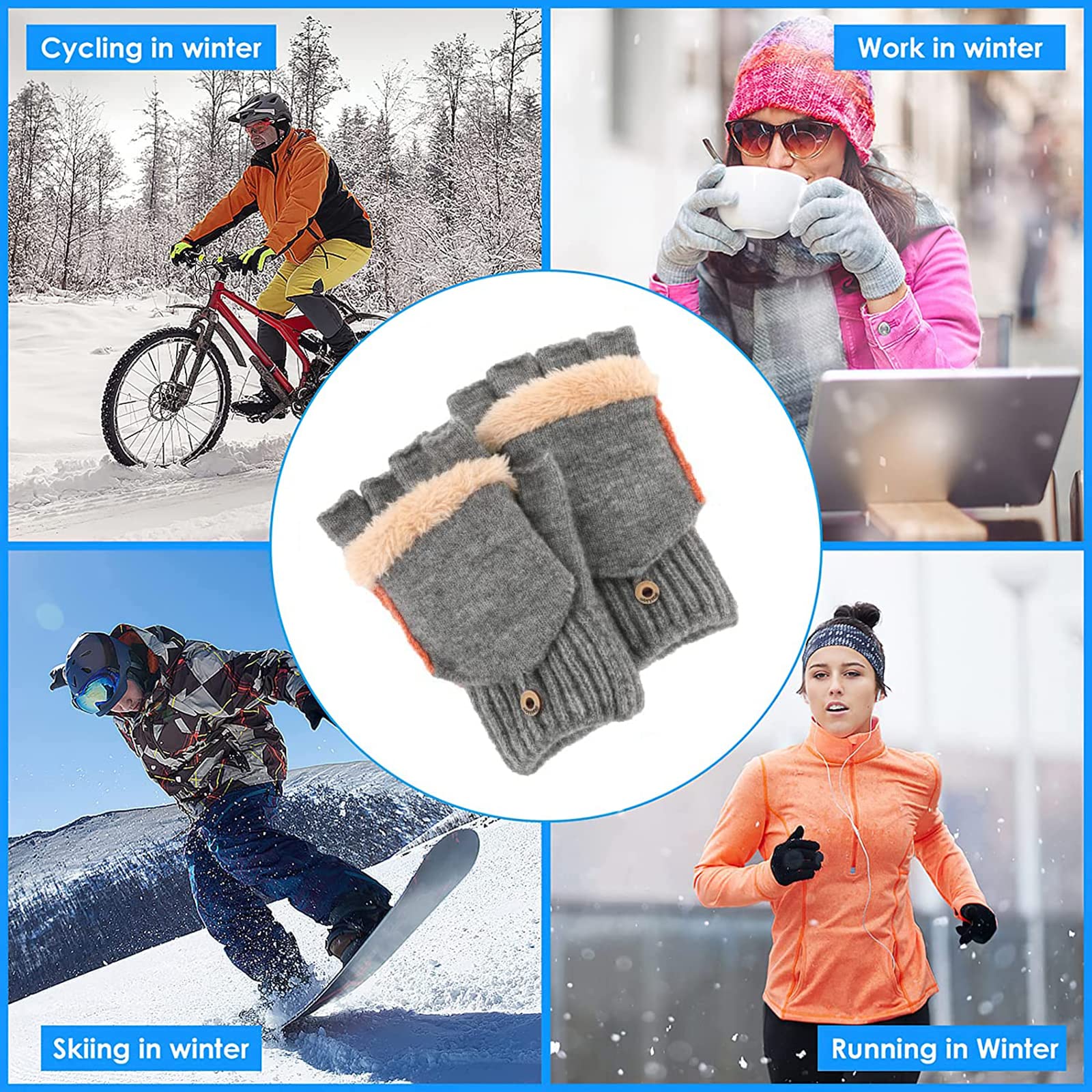Heated Gloves for Women,Rechargeable Full & Half Hands Electric Gloves Heated Fingerless Touchscreen Gloves Heated Winter Hand Warmer(Black)