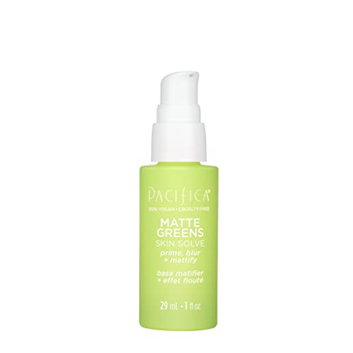 Pacifica Makeup Primer ā Matte Greens Skin Solve Primer with Apple Fruit Extract, Niacinamide, Vitamin E & Kale for Pore-Blurring & Redness Reduction, Shine-Free Finish, Vegan & Cruelty-Free, 1 fl oz