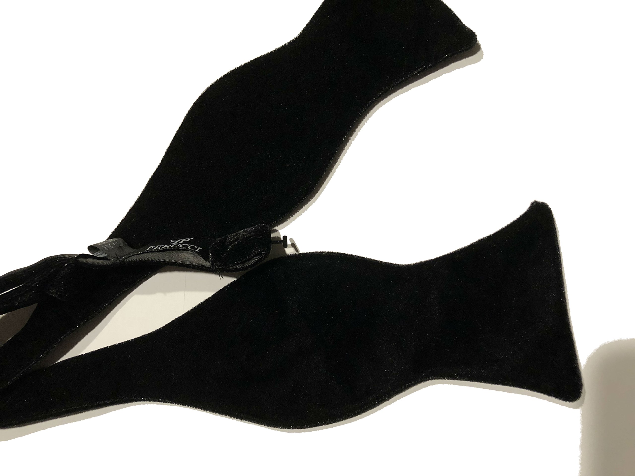 FERUCCI Mens Oversized Self tied Black Velvet Bow Tie -Tuxedo Bowtie, Mens big bow tie (one size)