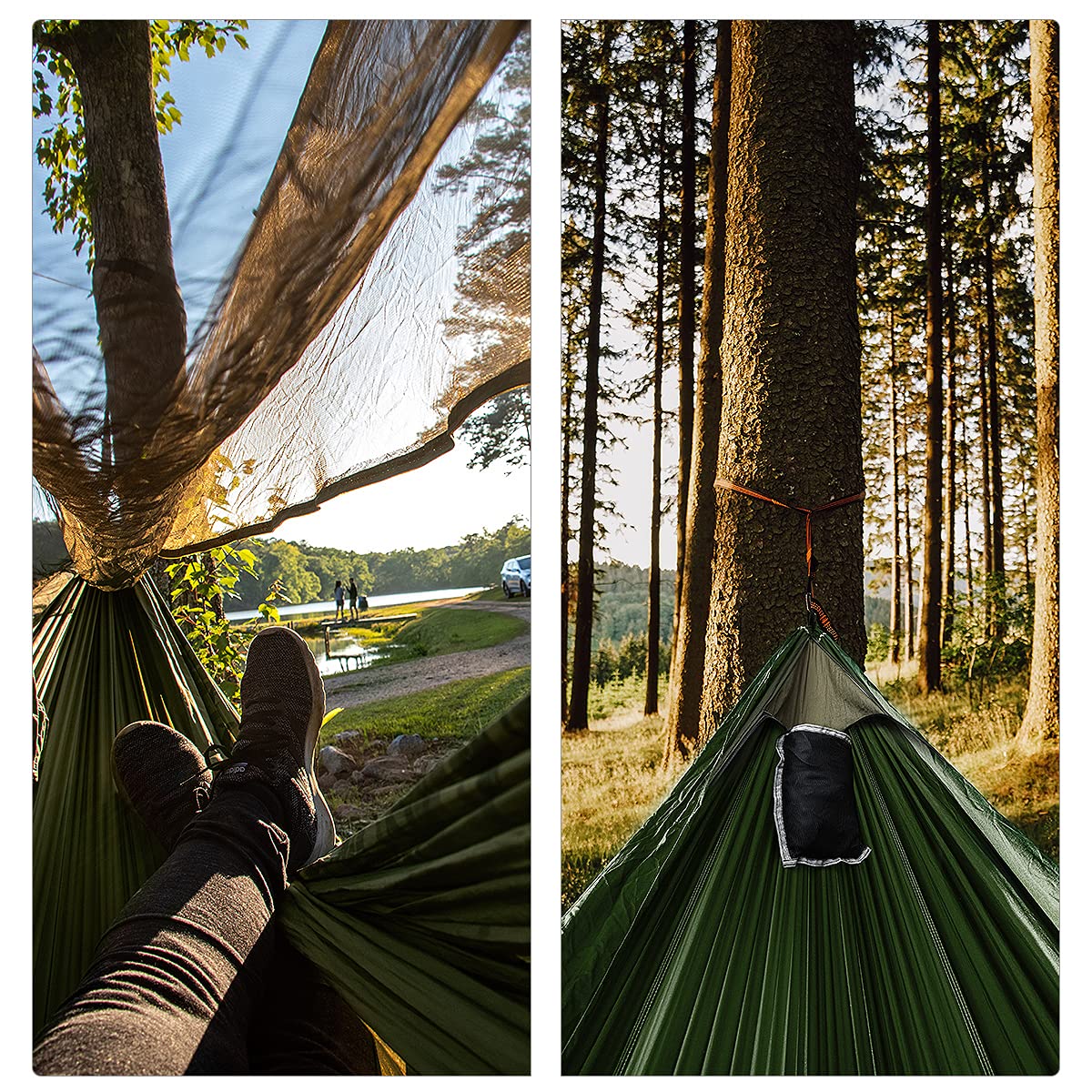 ETROL Upgraded 2 in 1 Large Camping Hammock with Mosquito Net,Pop-Up Lightweight Portable Hanging Hammocks with Tree Straps,Swing Sleeping Hammock with Net for Outdoor,Hiking, Backpacking,Travel,