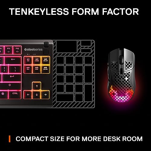 SteelSeries Apex 3 TKL RGB Gaming Keyboard β Tenkeyless Compact Form Factor - 8-Zone RGB Illumination β IP32 Water & Dust Resistant β Whisper Quiet Gaming Switch β Gaming Grade Anti-Ghosting,Black