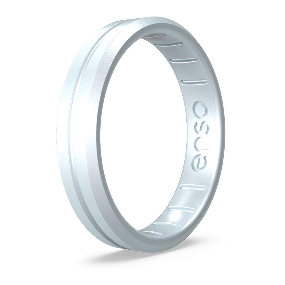 Enso Rings Thin Contour Silicone Ring – Stackable Multi Color Unisex Wedding Engagement Band – Thin Minimalist Band – 4.70mm, 1.83mm Thick (Diamond, 6)