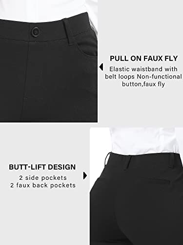 Stelle Women's Bootcut Dress Pants Business Casual 31" Stretchy Work Pants with Pockets Pull On Regular Slacks for Office (Black, Large)