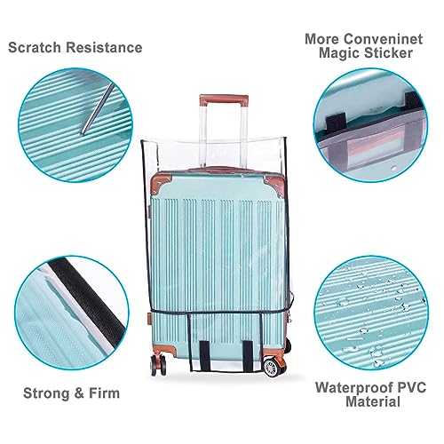 QUMENEY Clear Luggage Cover Protector Bag PVC Suitcase Cover Protectors Transparent Luggage Protector Waterproof Dustproof for Travel (20 Inch)